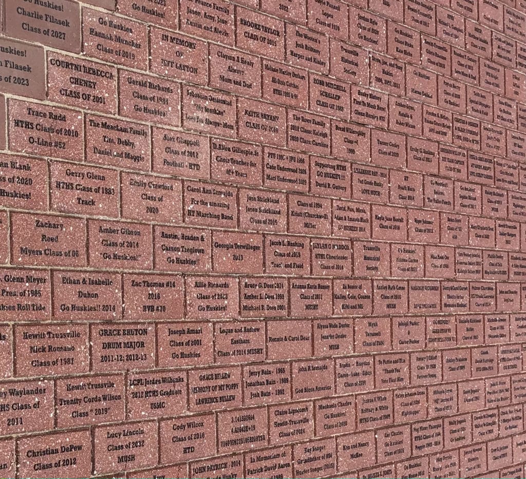 Personalized Engraved Stadium Bricks - Trussville City Schools Foundation